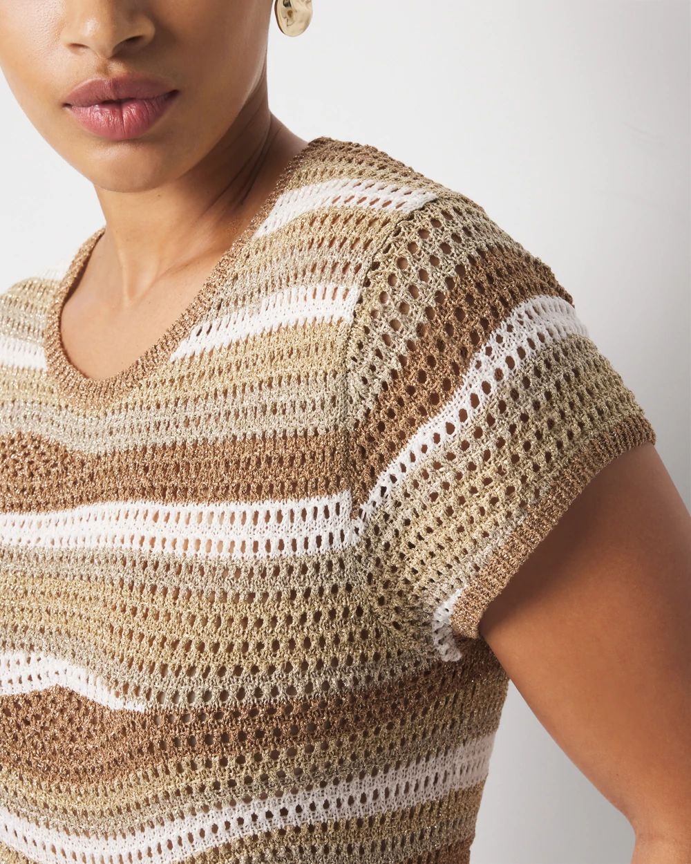 Metallic Stripe Sweater Tee | White House Black Market